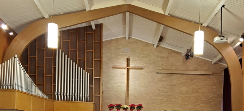 First Christian Church: LED Cylinder Pendant Lighting
